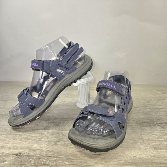 Merrell | Shoes | Merrell Womens Leather Sandals Blue Sz 6m Strappy ...